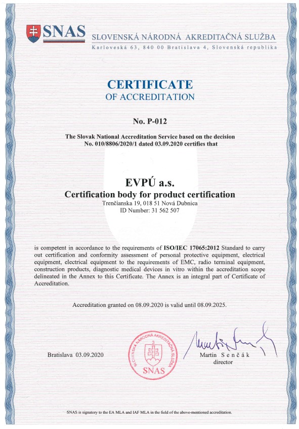 Testing and Certification - EVPÚ a.s. - Elektrotechnický výskumný a ...
